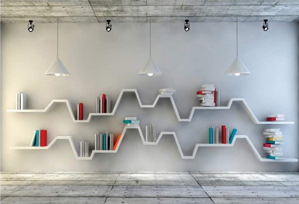 Modern White Bookshelf Photography Backdrop Bookcase Bookshop Zoom ...