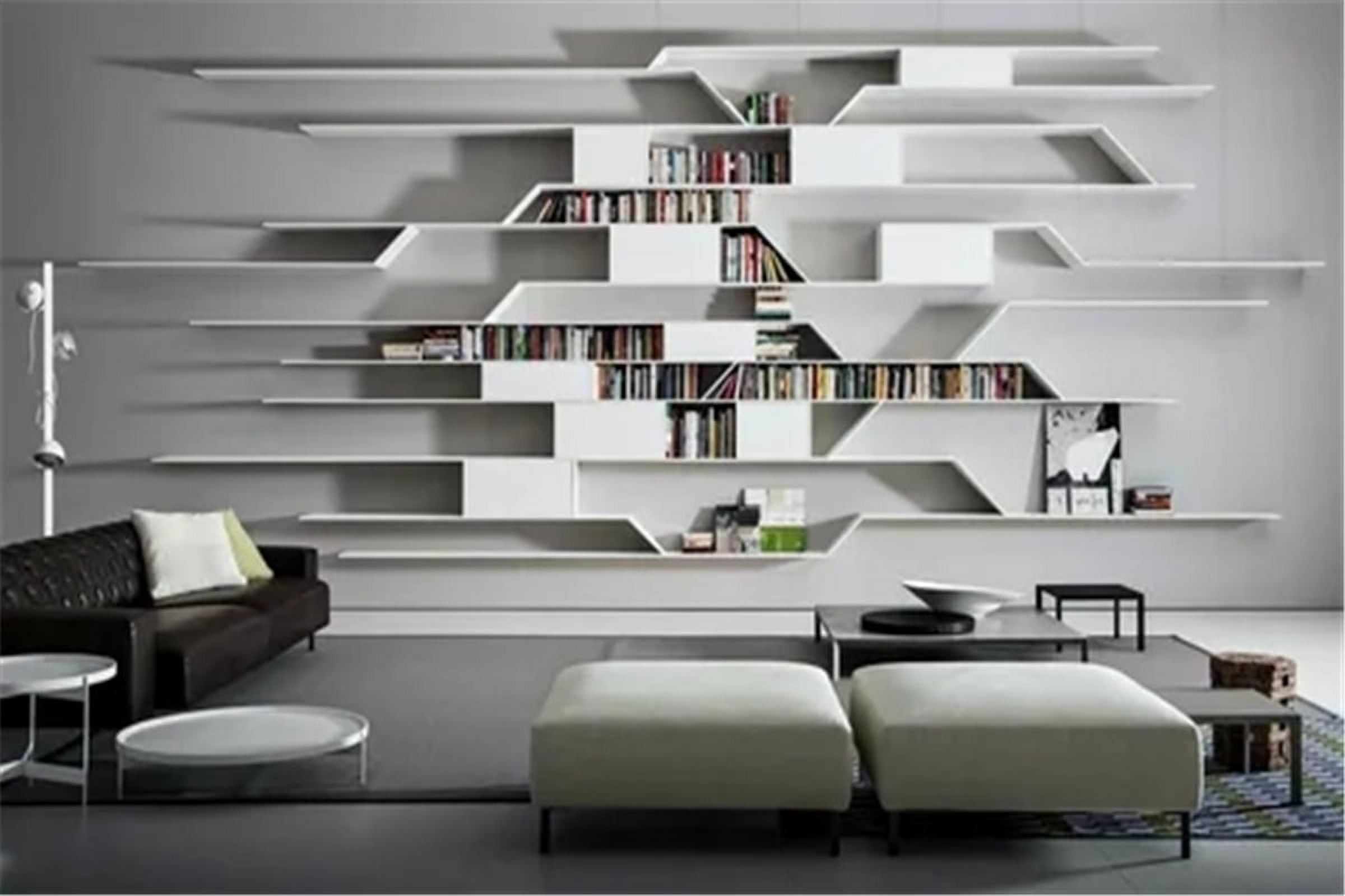 Modern White Bookshelf Photography Backdrop Bookcase Bookshop Zoom ...
