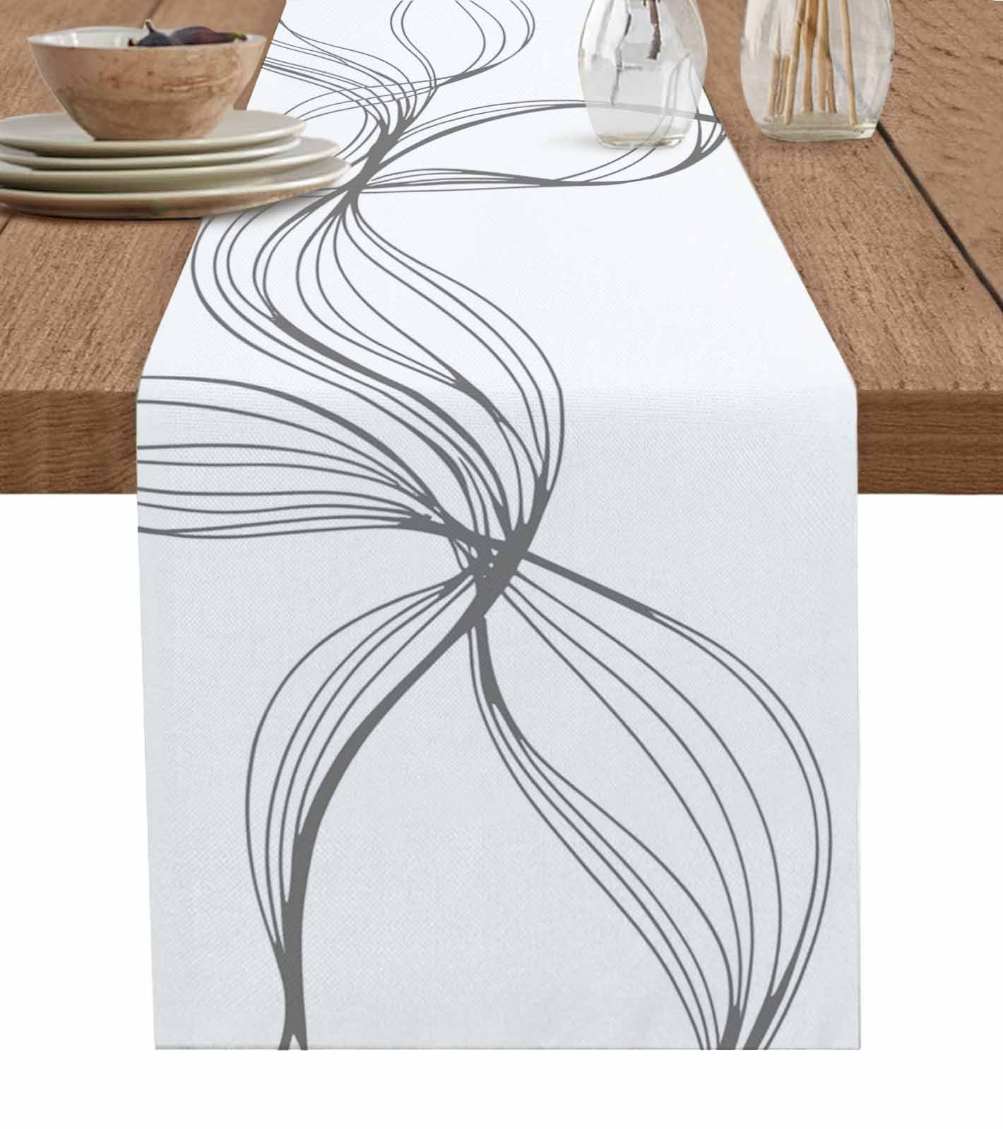 Modern White Burlap Cotton Table Runner 13x60 Inches Long, Minimalist ...