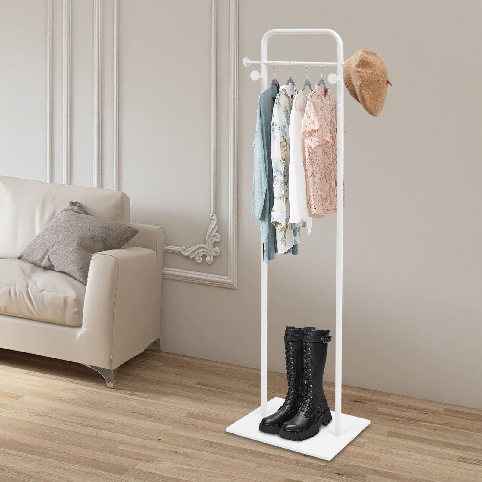 Modern White Clothes Rack, Free-Standing Coat Rack, Coat Rack, Metal ...