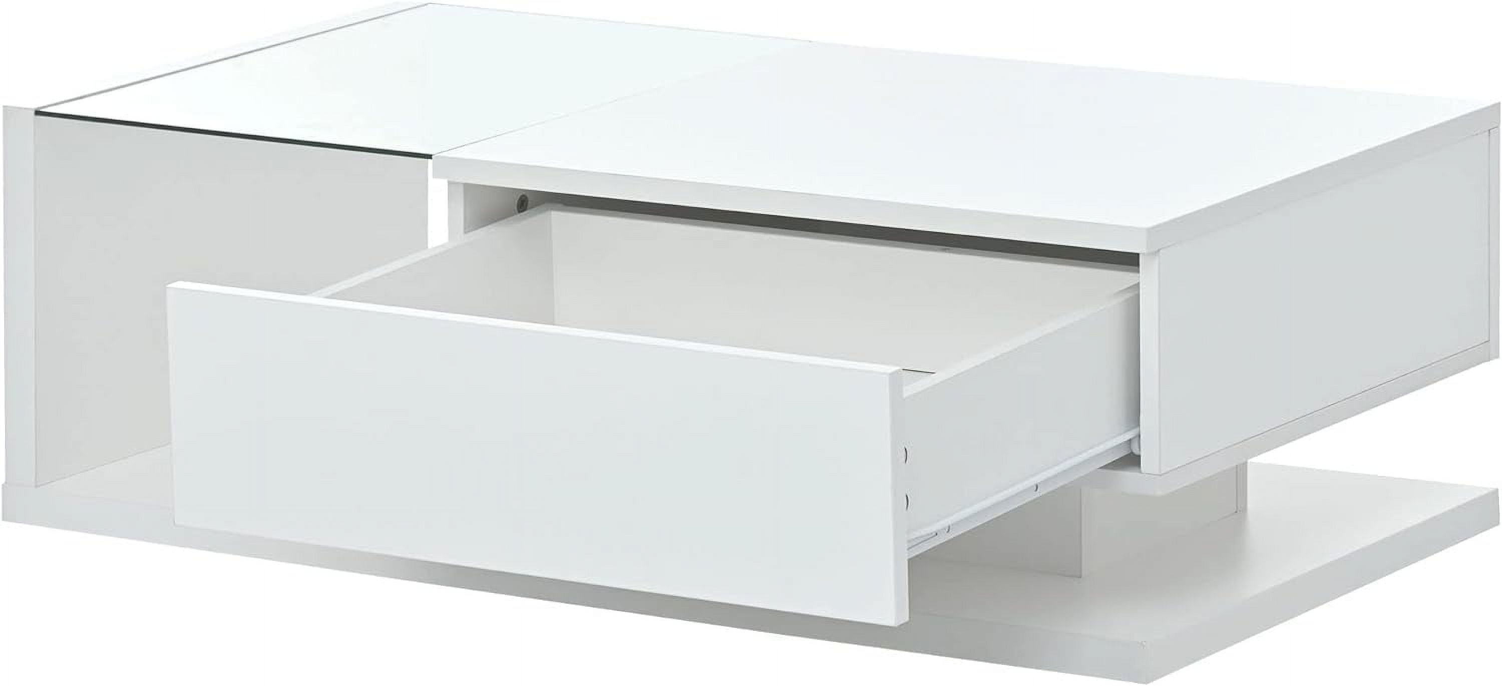 Modern White Coffee Table, 2-Tier Rectangle Wooden Cocktail Table With ...