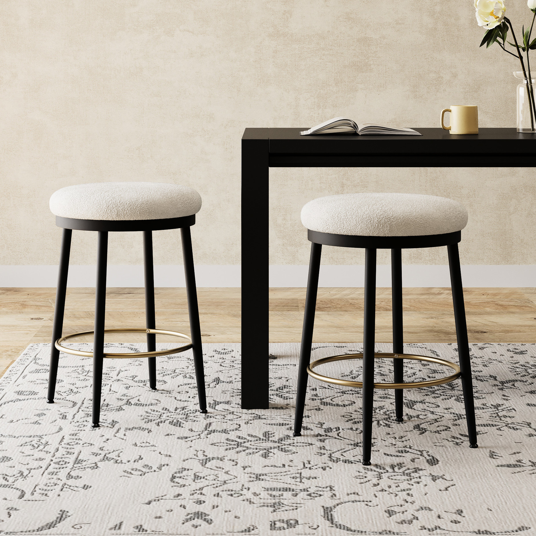 Modern White Counter Stools Set of 2 | Great for Indoor Living Areas ...