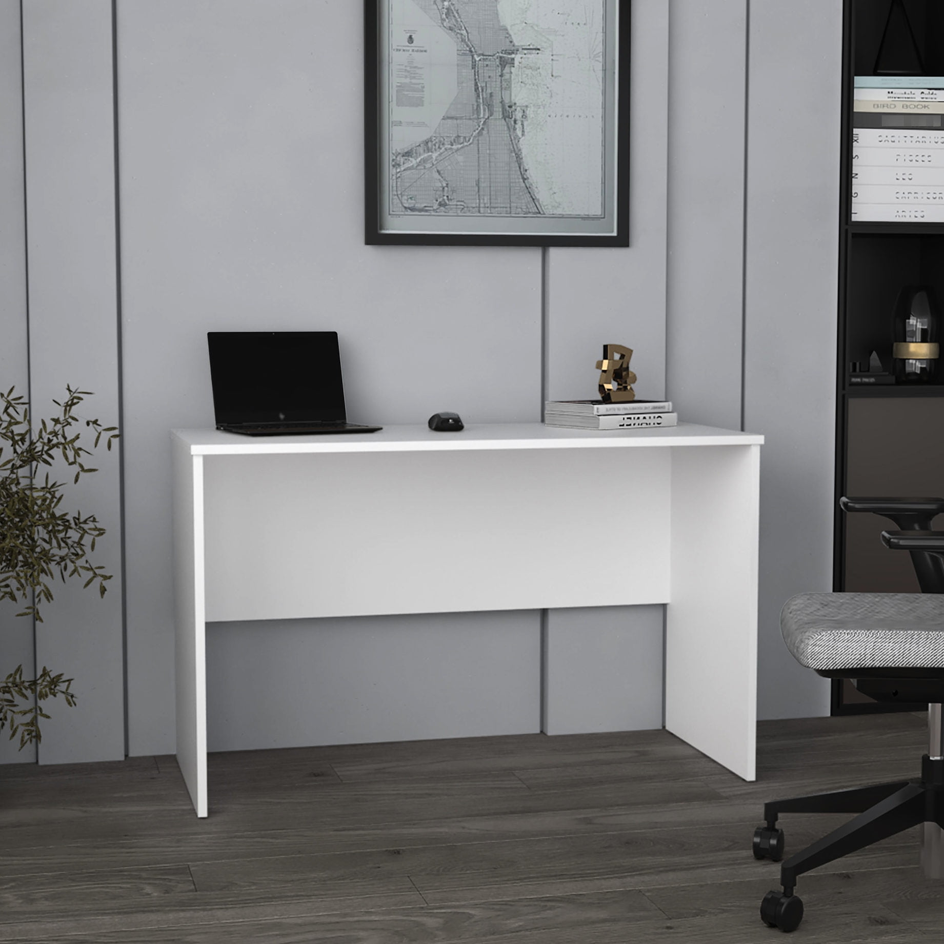 Modern White Desk+Spacious Work Surface"-"Office/Home Bedroom ...
