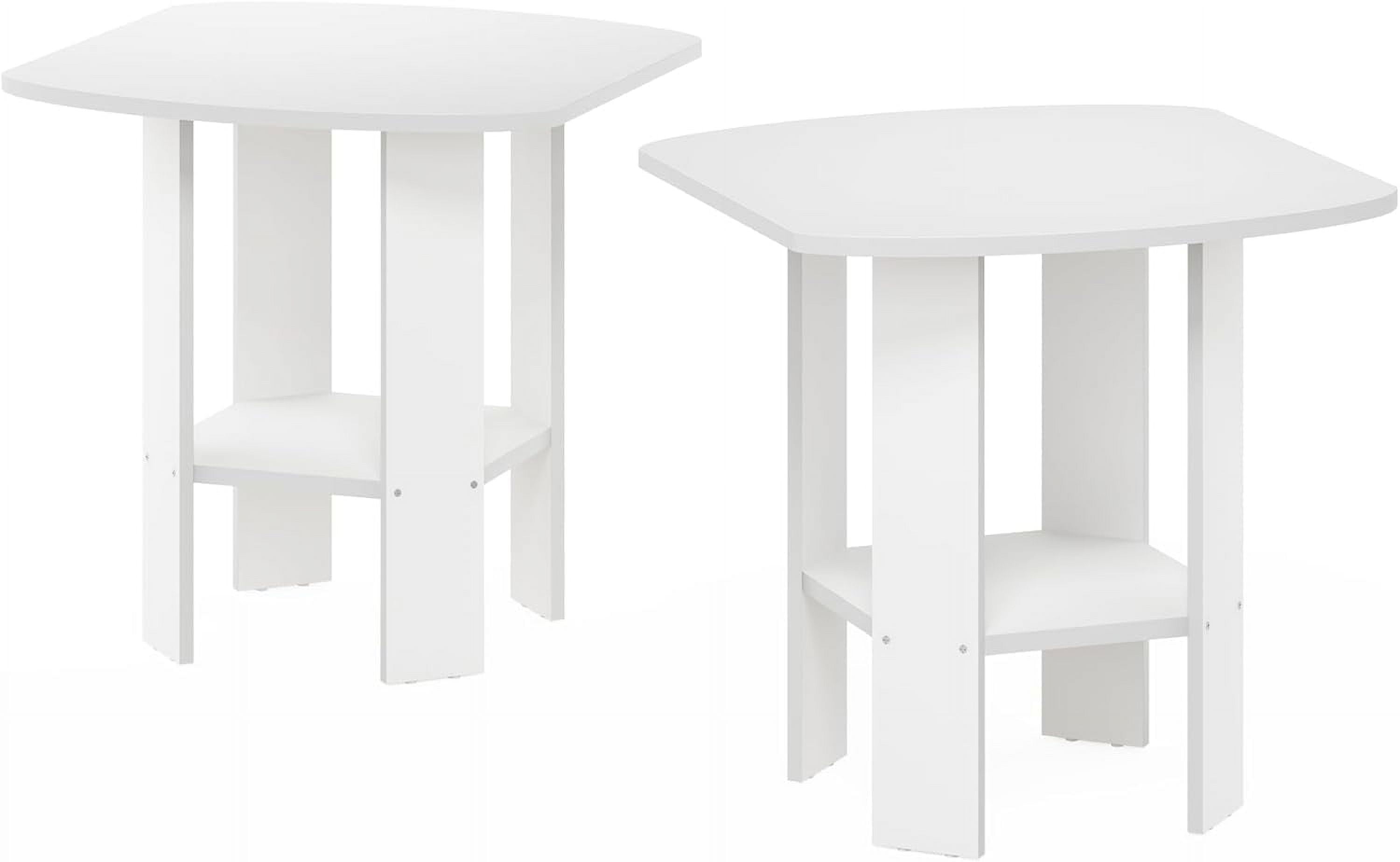 Modern White End Table Set of 2 - Minimalist Side Tables for Living ...