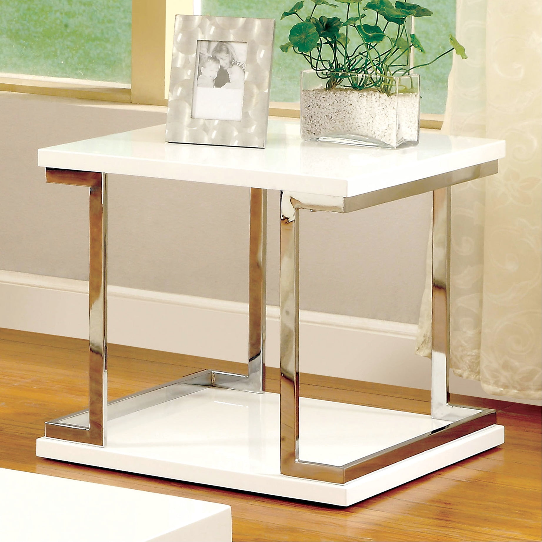 Modern White End Table With Details And Rectangular Top Chic In Frame ...