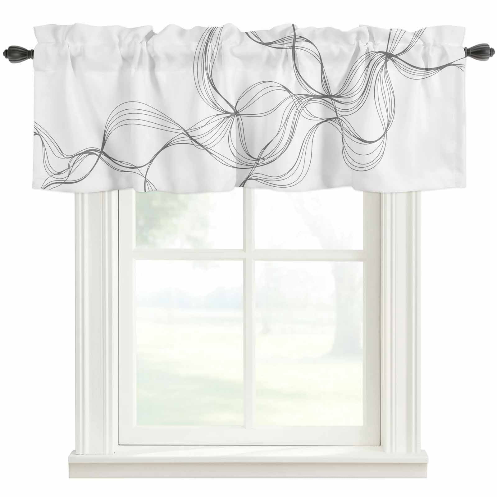 Modern White Farmhouse Short Window Curtain Valances, Minimalist ...