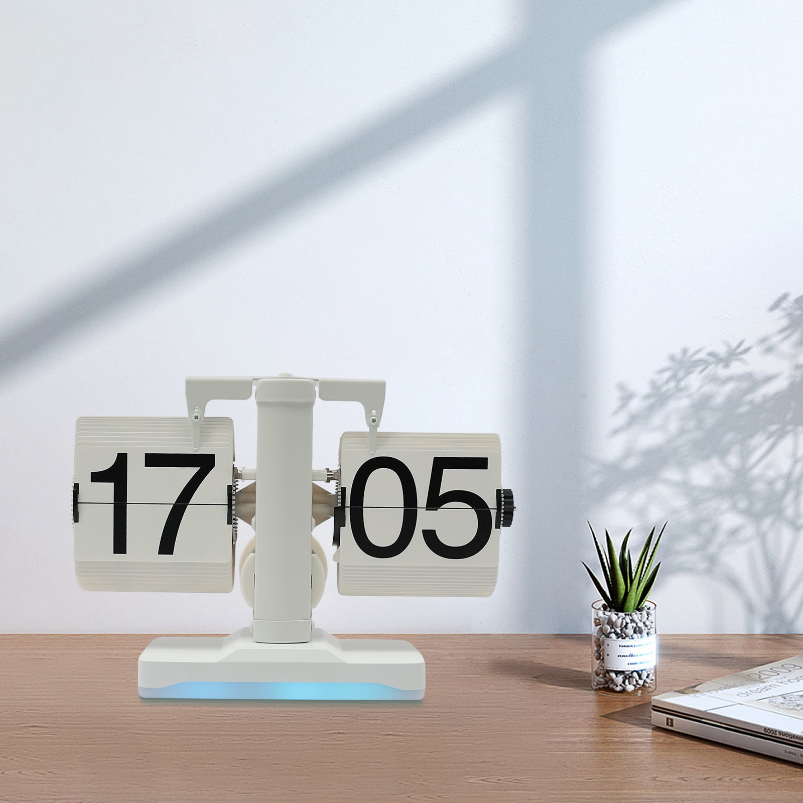 Modern White Flip Down Clock Tabletop Battery Powered Flip Clock Flip ...