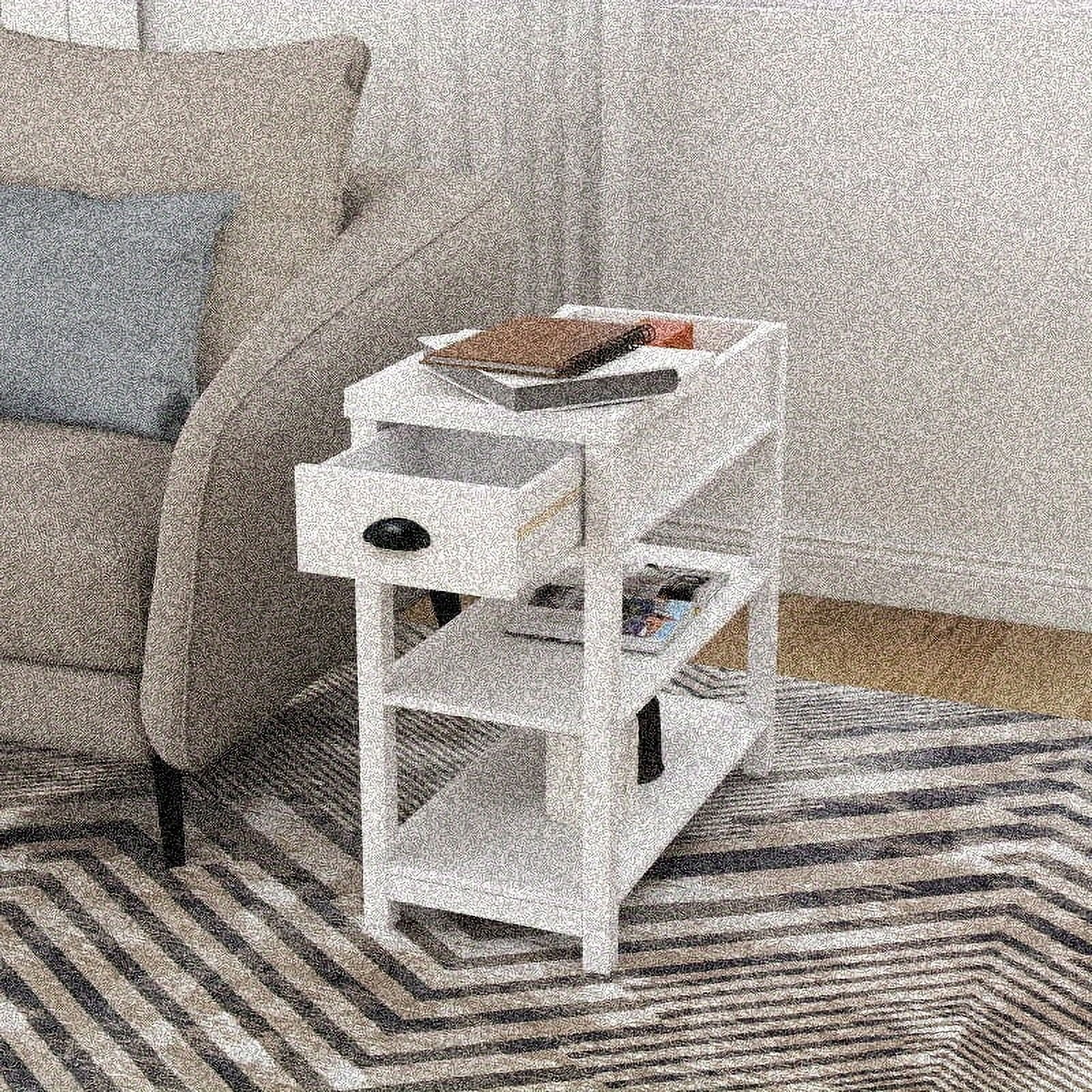 Modern White Flip-Over Table with Drawers and Bottom Partition ...