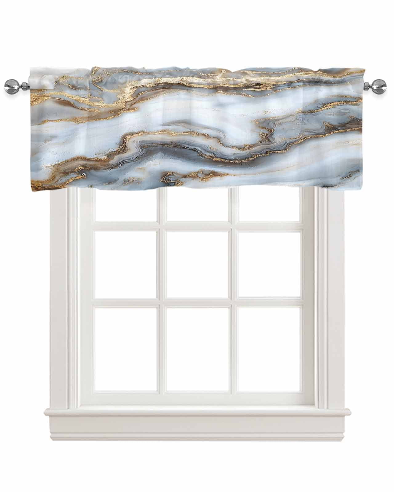 Modern White Gold Kitchen Valances for Windows Farmhouse Linen Window ...