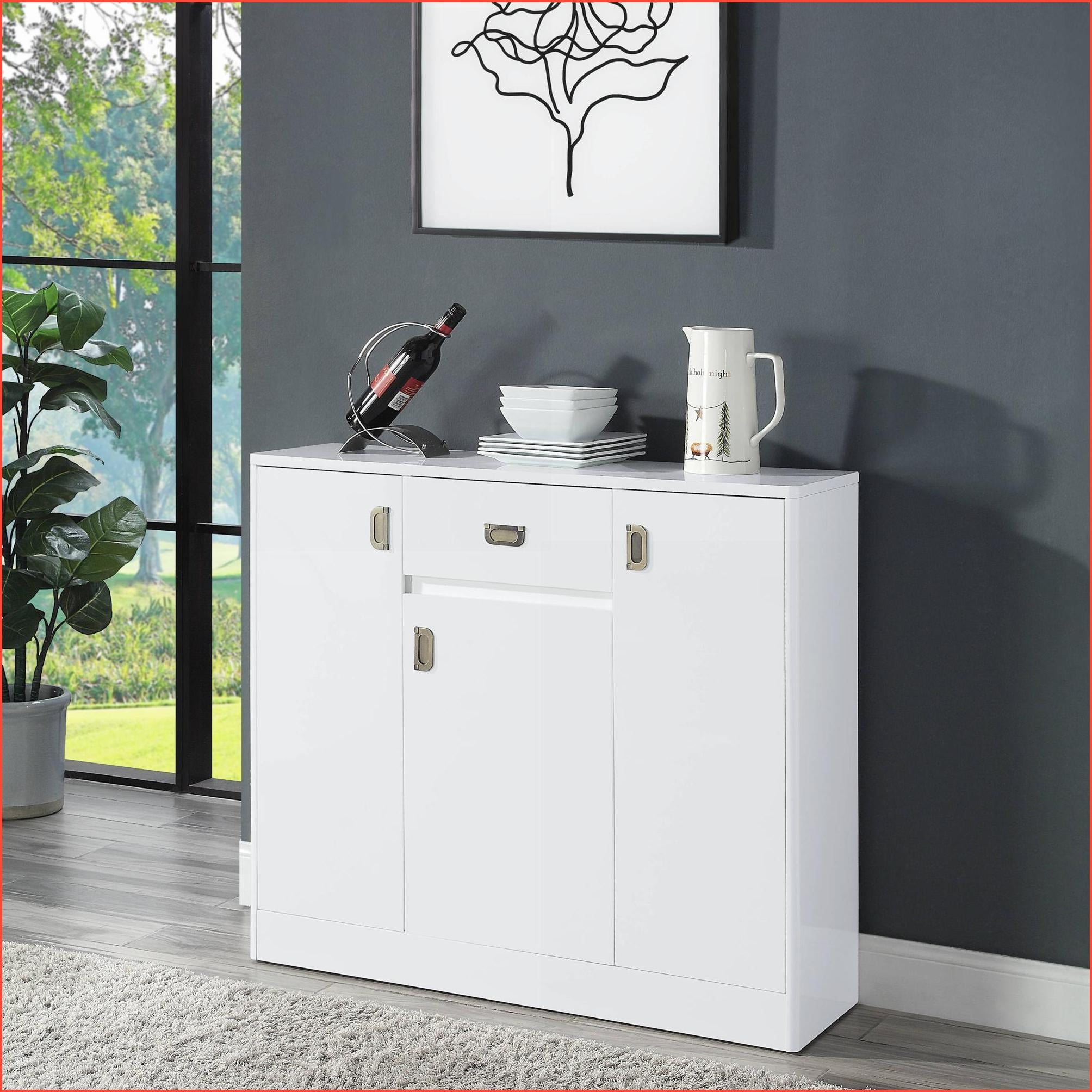Modern White High Gloss 3-Door Server with Drawer | MDF | Drawers ...