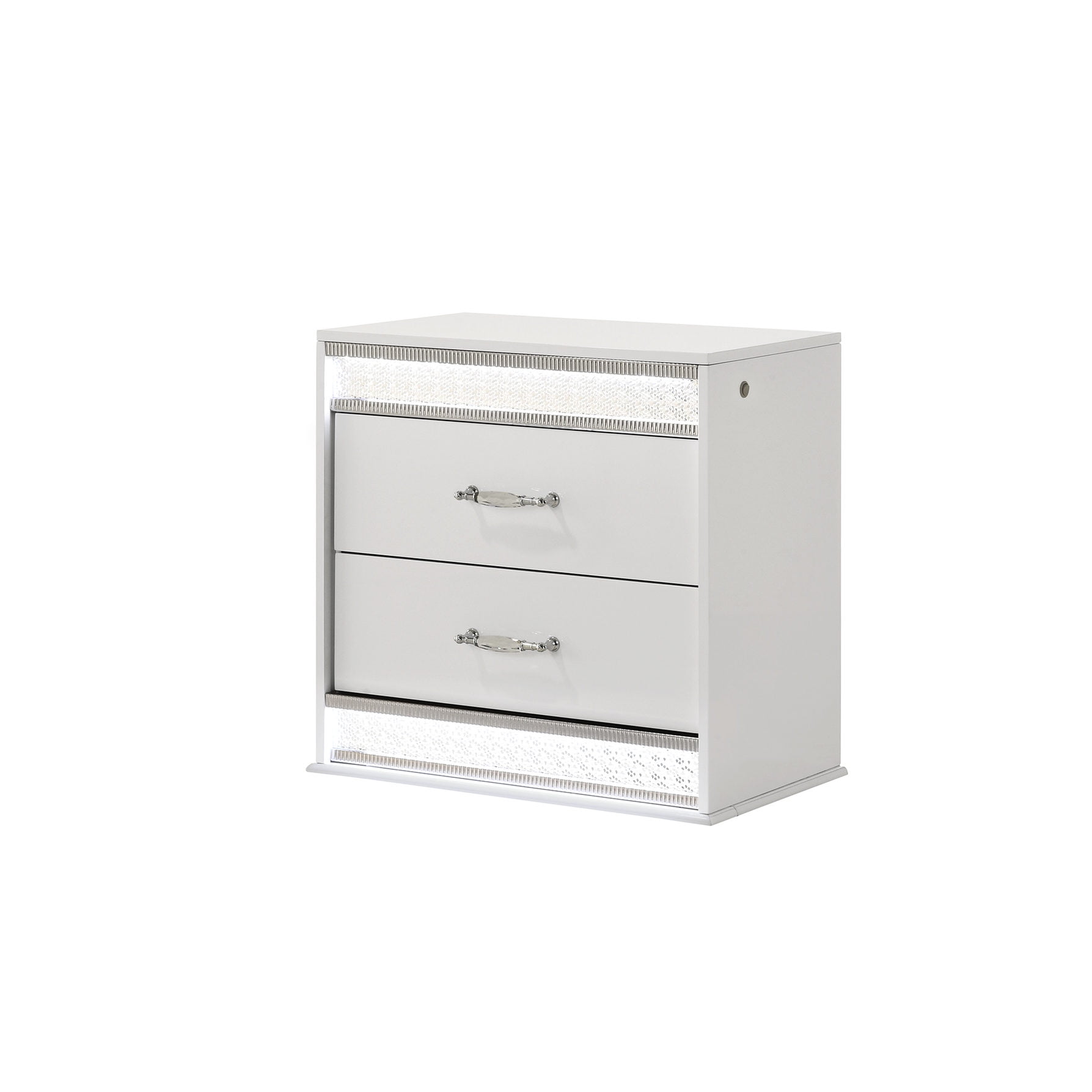 Modern White Nightstand - Velvet Drawer & High-End Finish - Bedroom Use ...