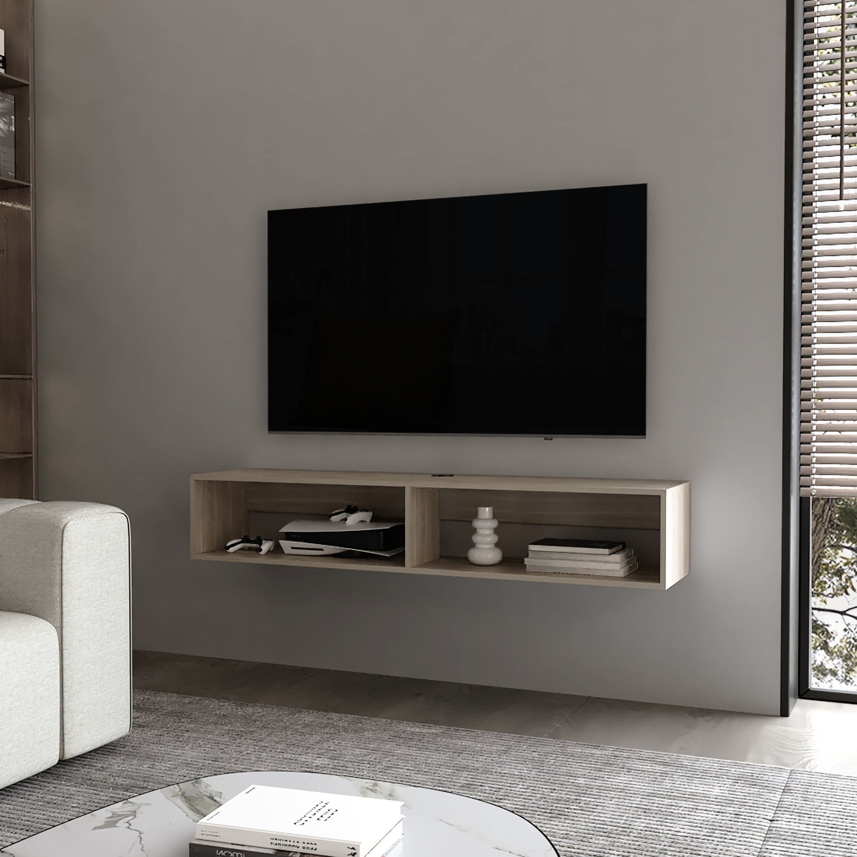 Modern White Oak Rack - Keep Floor Tidy in Entertainment Spaces ...