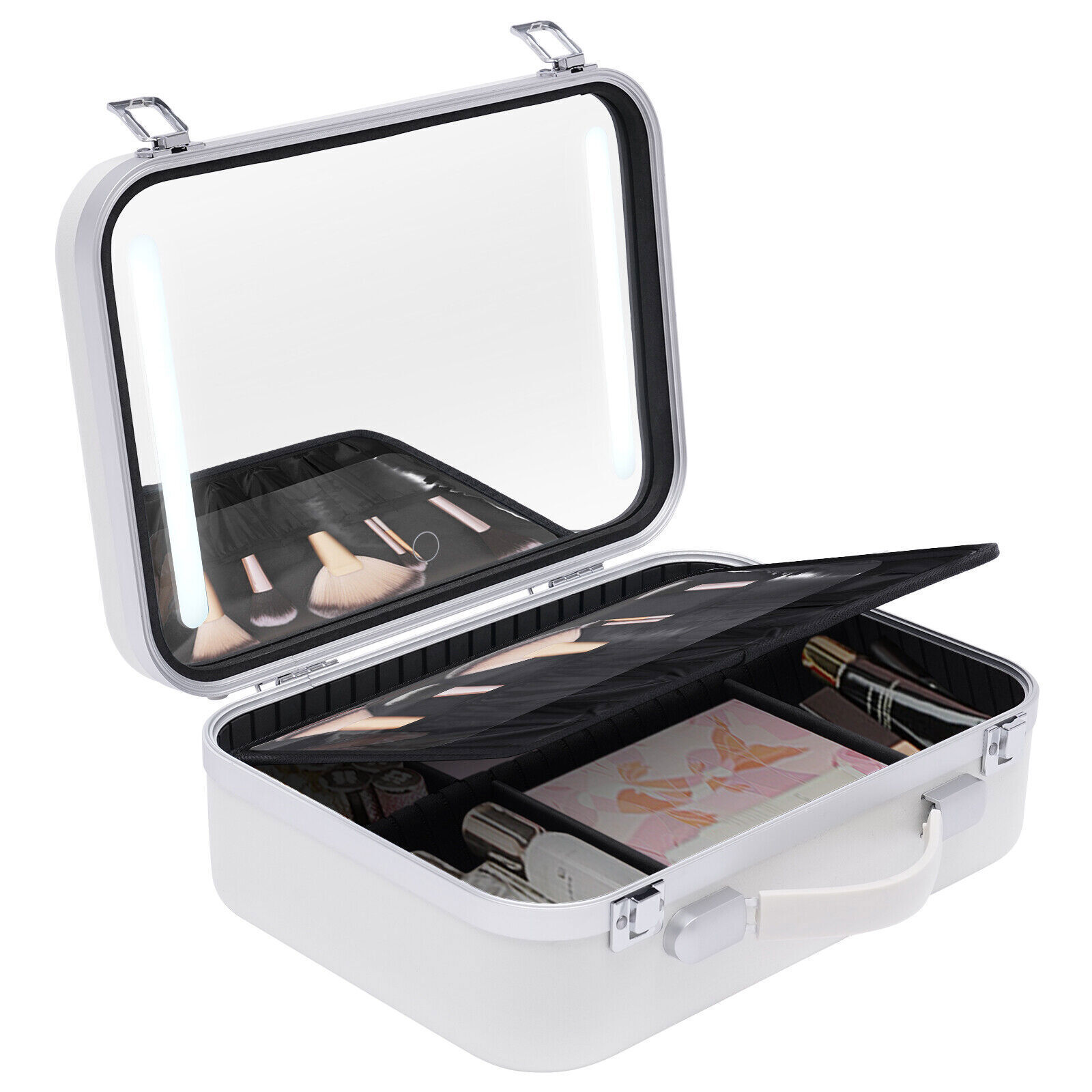 Modern White/Pink Makeup Case Makeup Artist Organizer Box W/ Lights ...