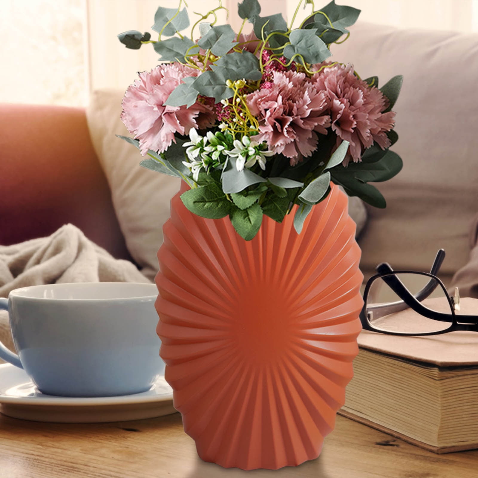 Modern White Plastic Flower Vase - Large Decorative Vase for Fresh ...