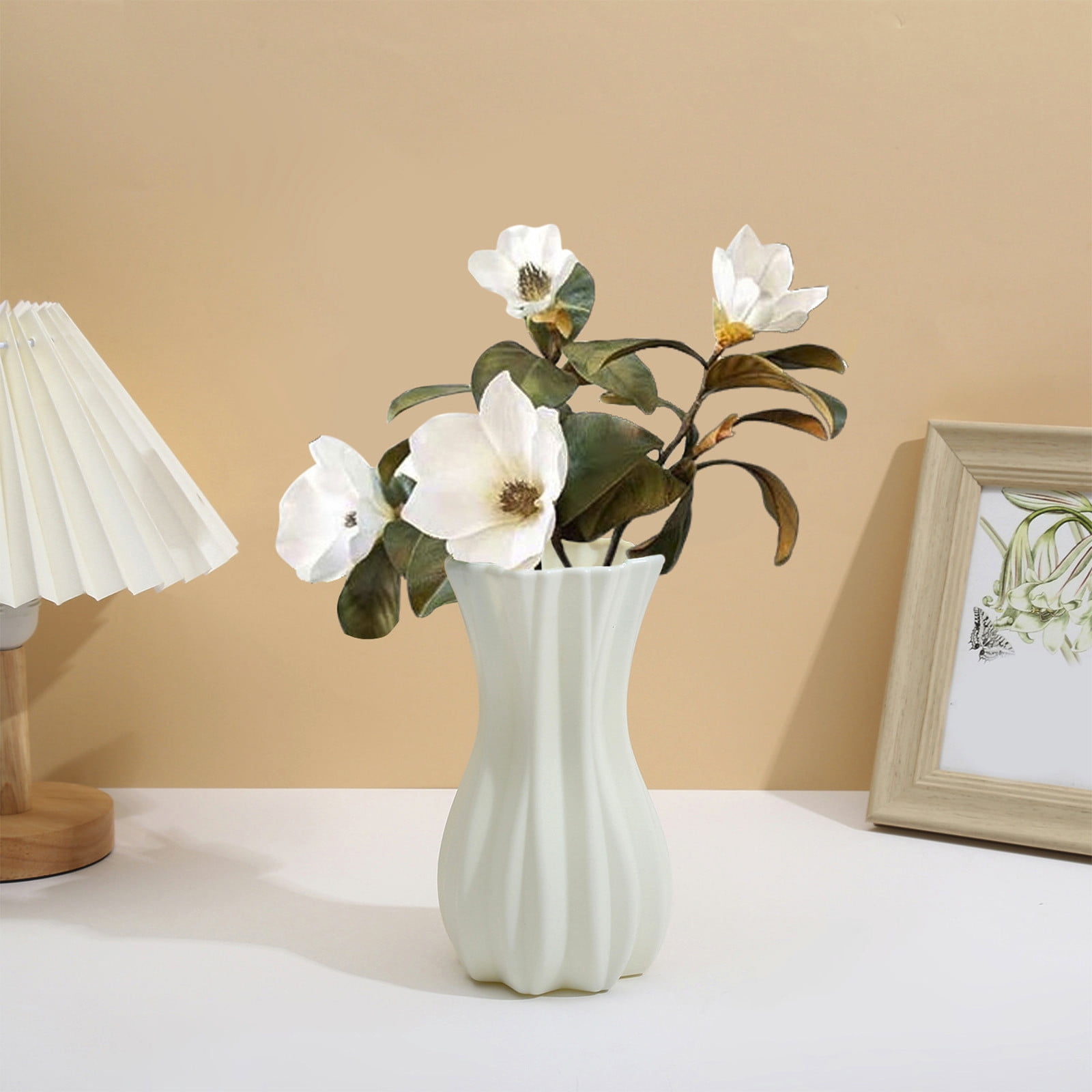 Modern White Plastic Flower Vases for Home Decor 6.89 Inch, Art ...