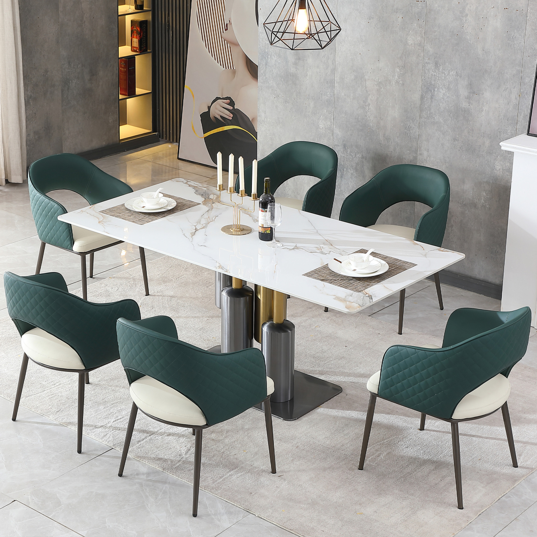 Modern White Rectangular Dining Table with Sintered Stone Top ...