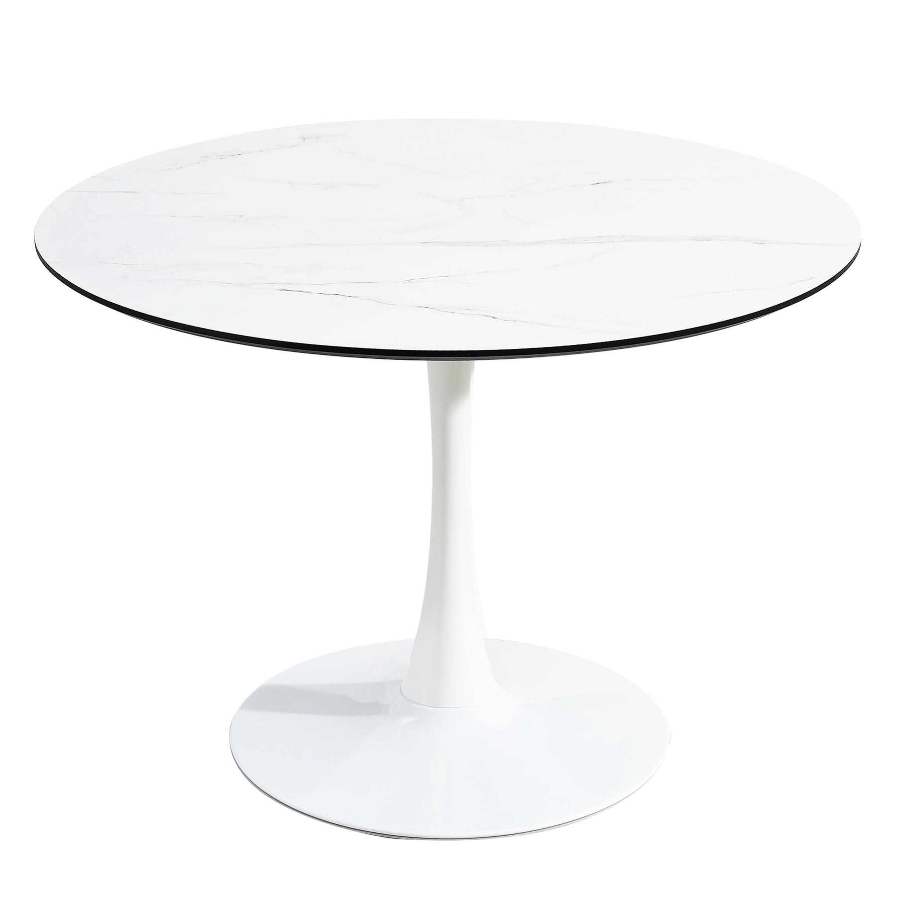 Modern White Round Dining Table, 42 Inches, & Metal, Space Saving ...