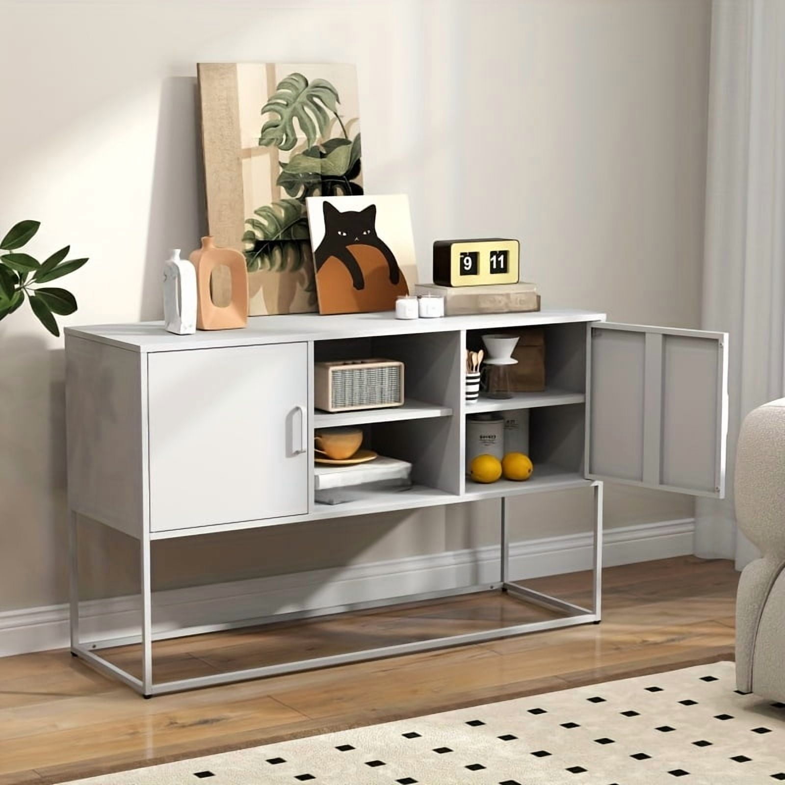 Modern White Sideboard Buffet - Plenty of Storage, Anti-Tilt, Silent Magnetic Closures - Perfect ...
