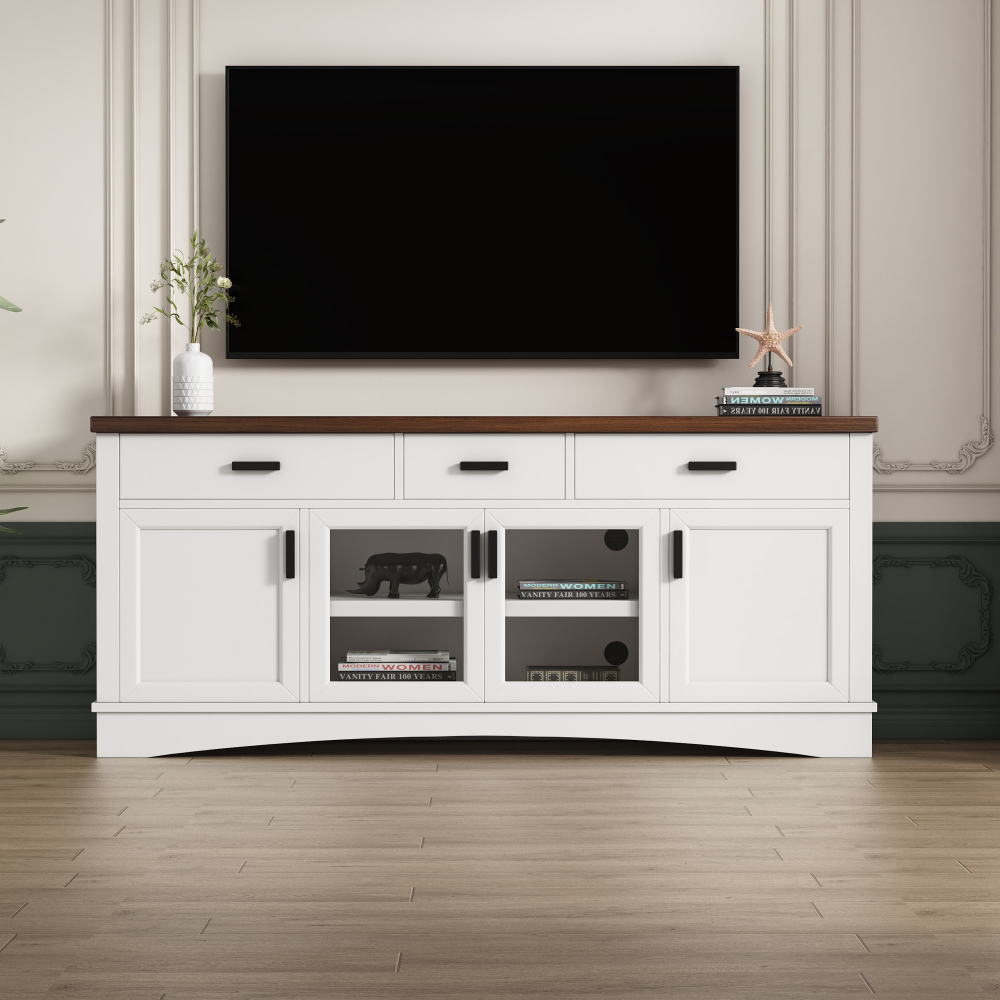 White Tv Stand With Glass Doors