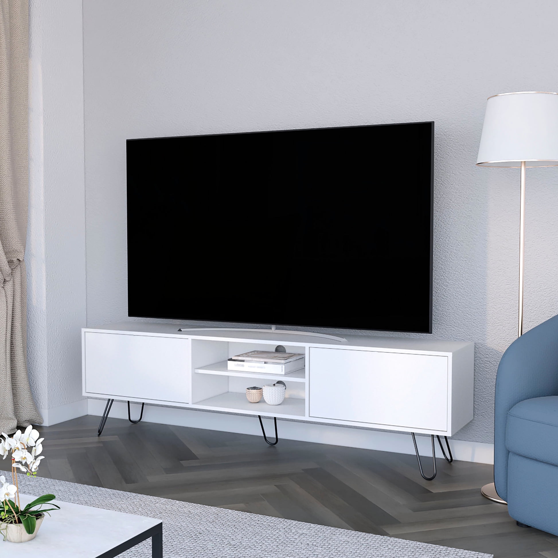 Modern White Tv Unit For 55" Tvs - Functional Interior & Exterior ...