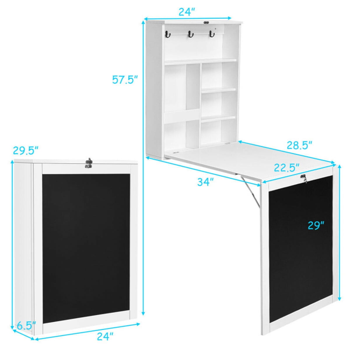 Modern White Wall Mounted Office Desk with Space-Saving Design, Sturdy ...