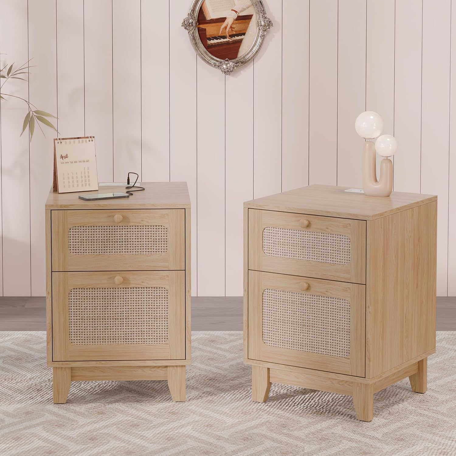 Rattan Nightstand Set Of 2