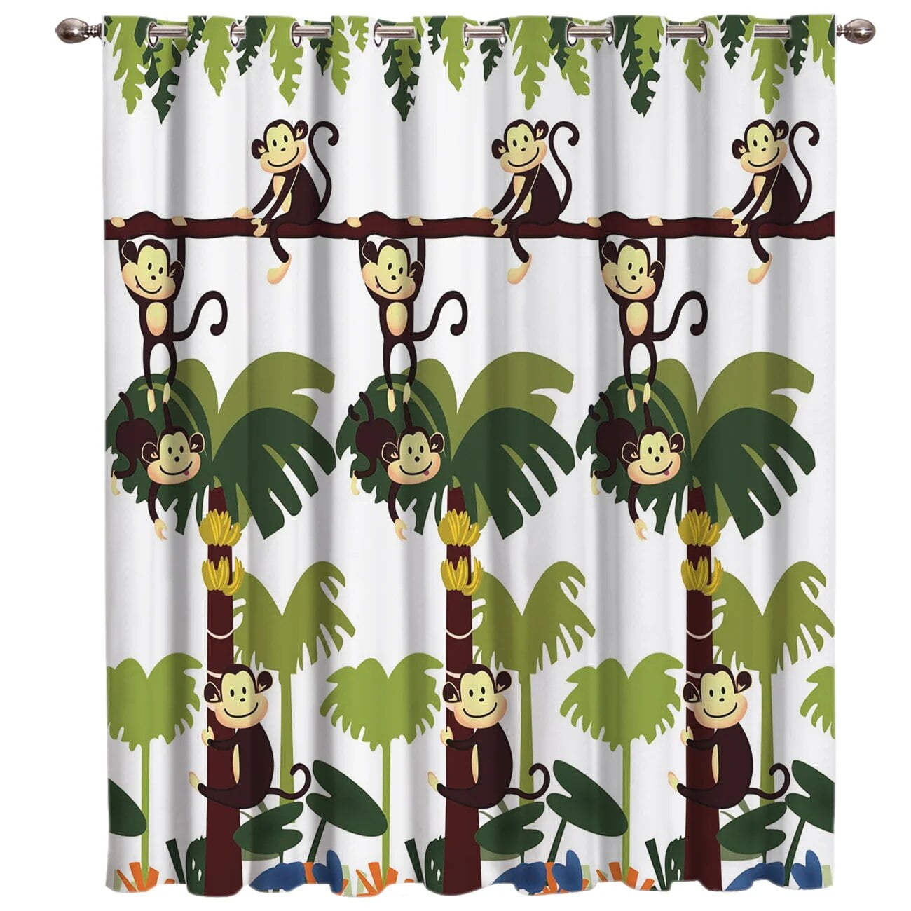 Modern Window Curtains Animal Monkey Tree Jungle Curtains Living Room ...
