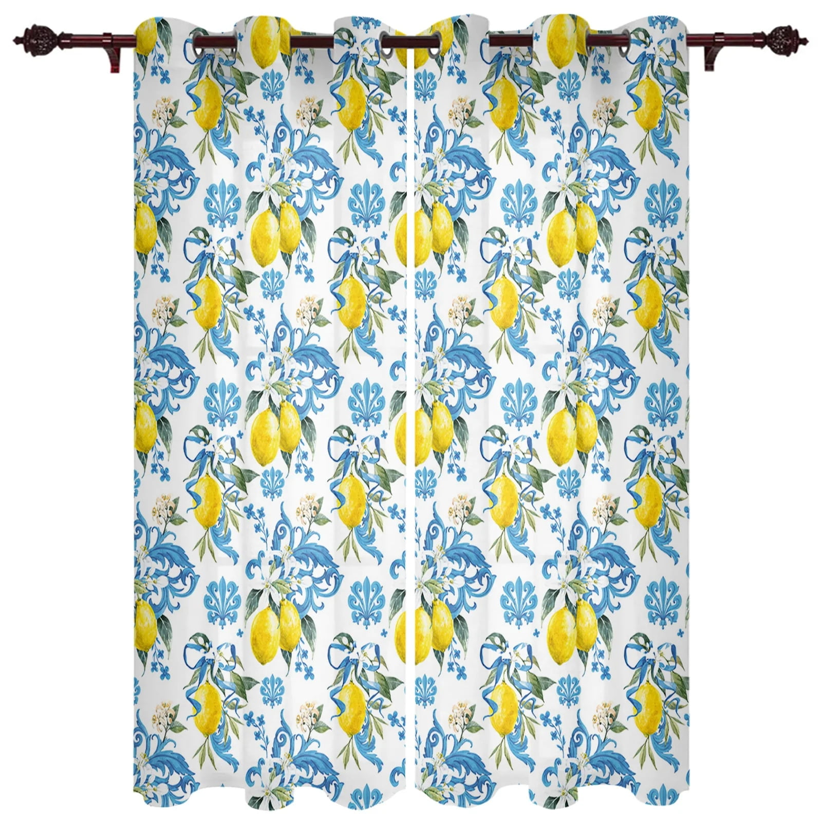 Modern Window Curtains for Living Room Summer Lemon Plaid Curtains for ...