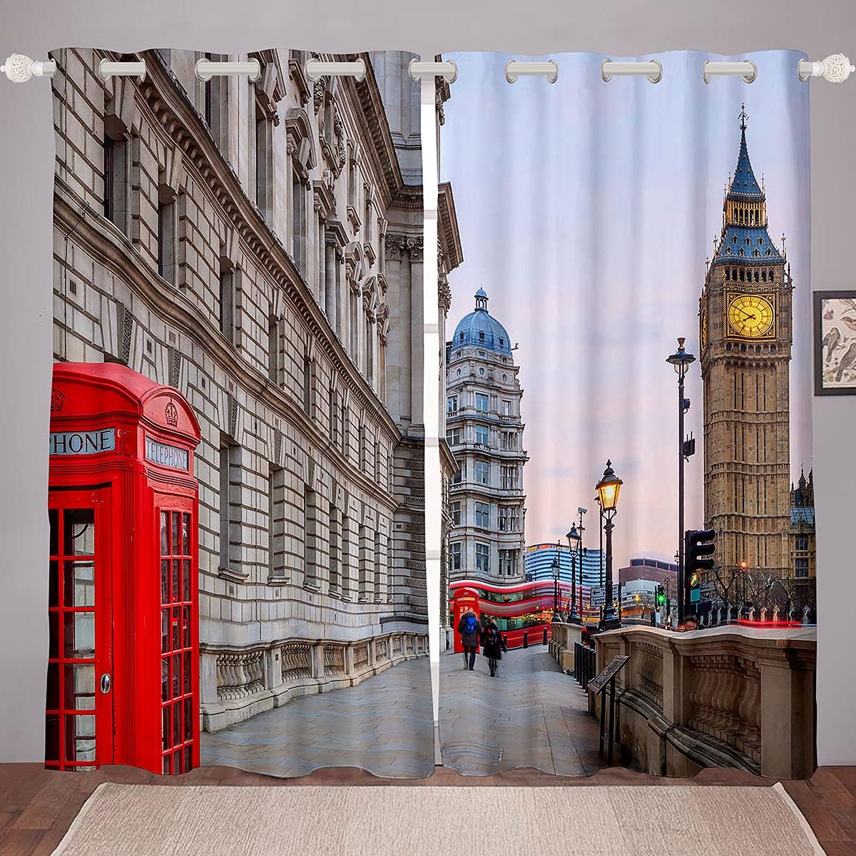 Modern Window Drapes for Kids Boys Famous London Themed Window ...