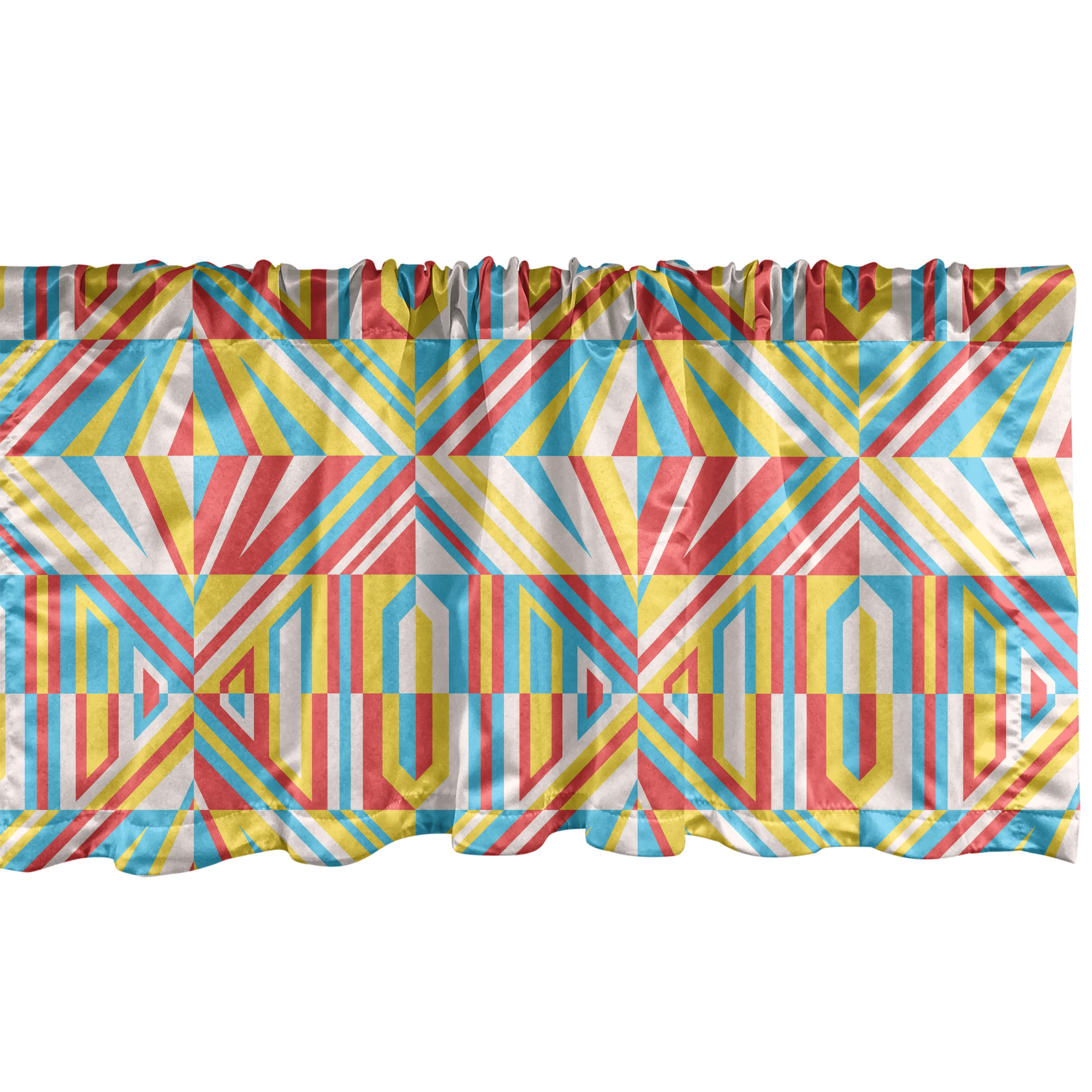 Modern Window Valance, Geometrical Theme Abstract Triangular Pattern ...