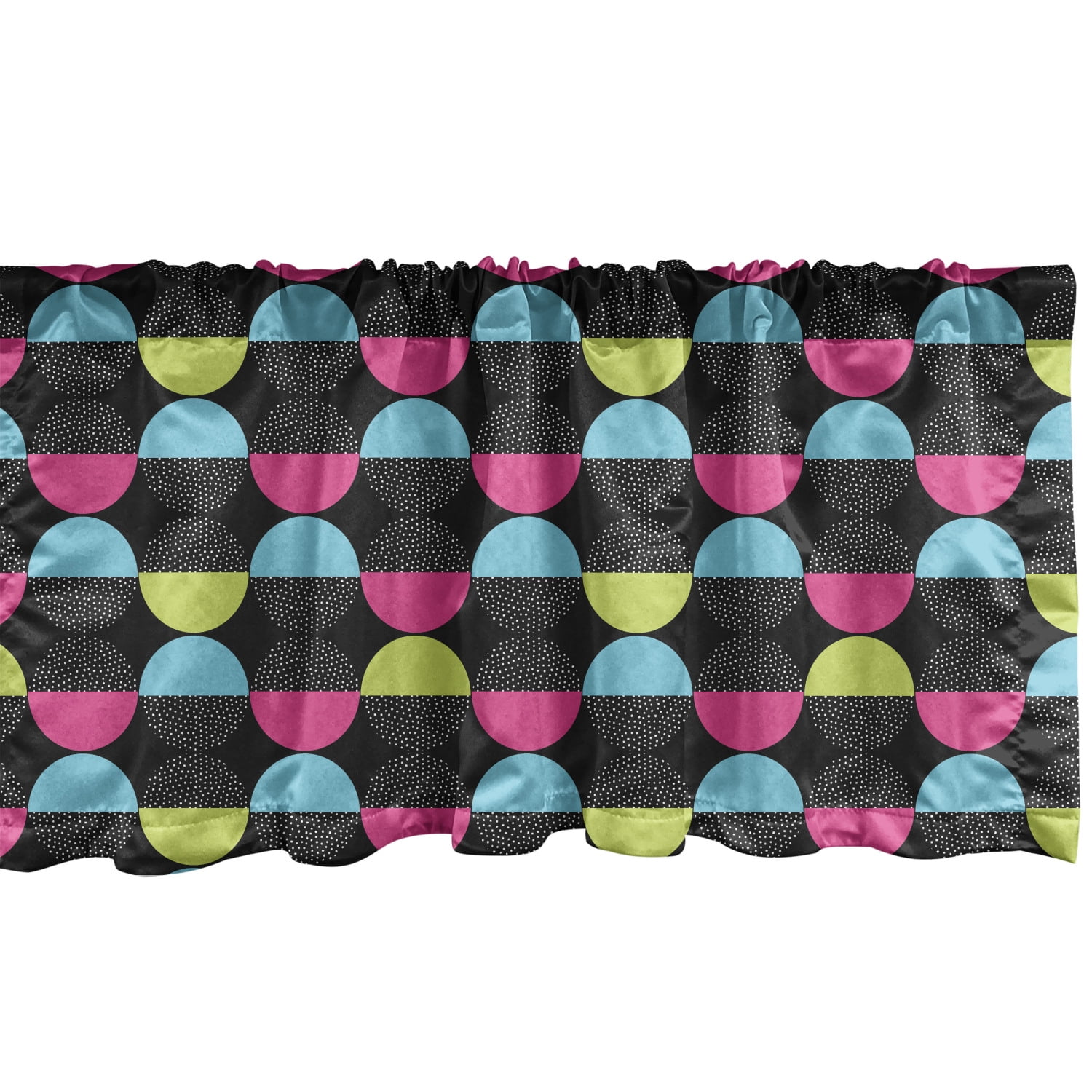 Modern Window Valance Pack of 2, Memphis Inspired Pattern of Halved ...