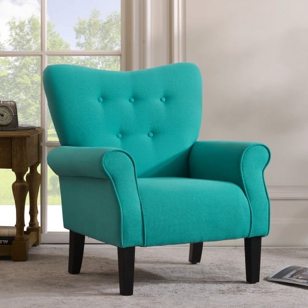 Modern Wing Back Accent Chair, Linen Fabric Armchair with Wide Back ...