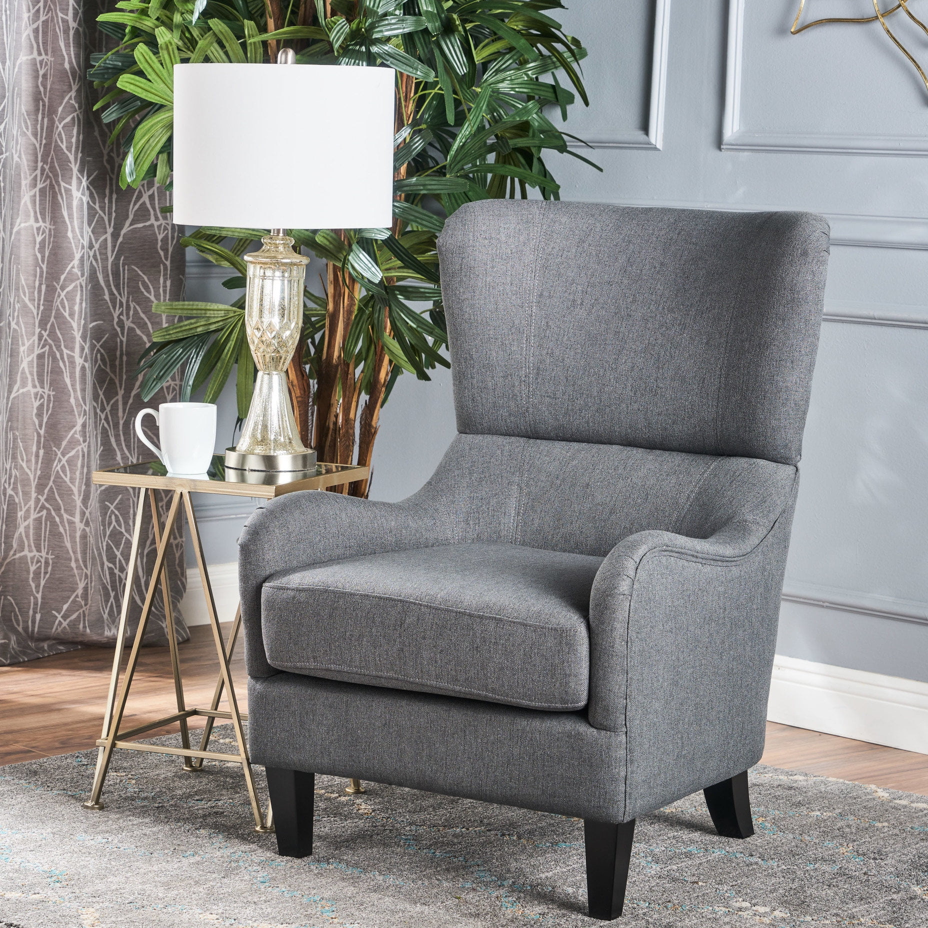 Modern Wingback Accent Chair, Foam+Pocket Spring Seat, 220 lbs Capacity ...