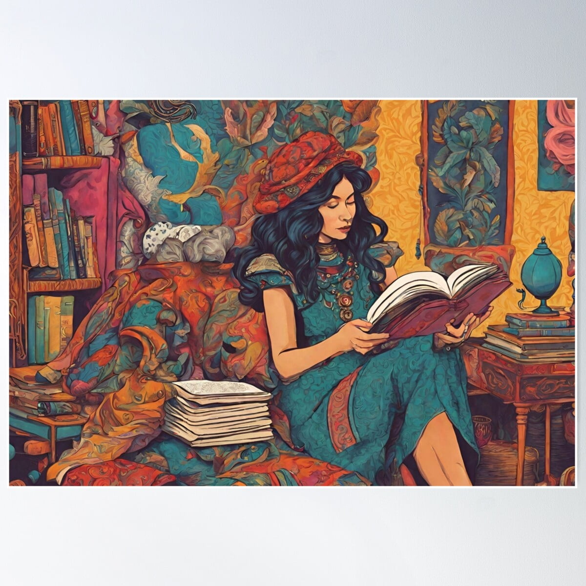Modern Woman Reading Poster Wall Art, Modern Wall Decor For Living Room ...