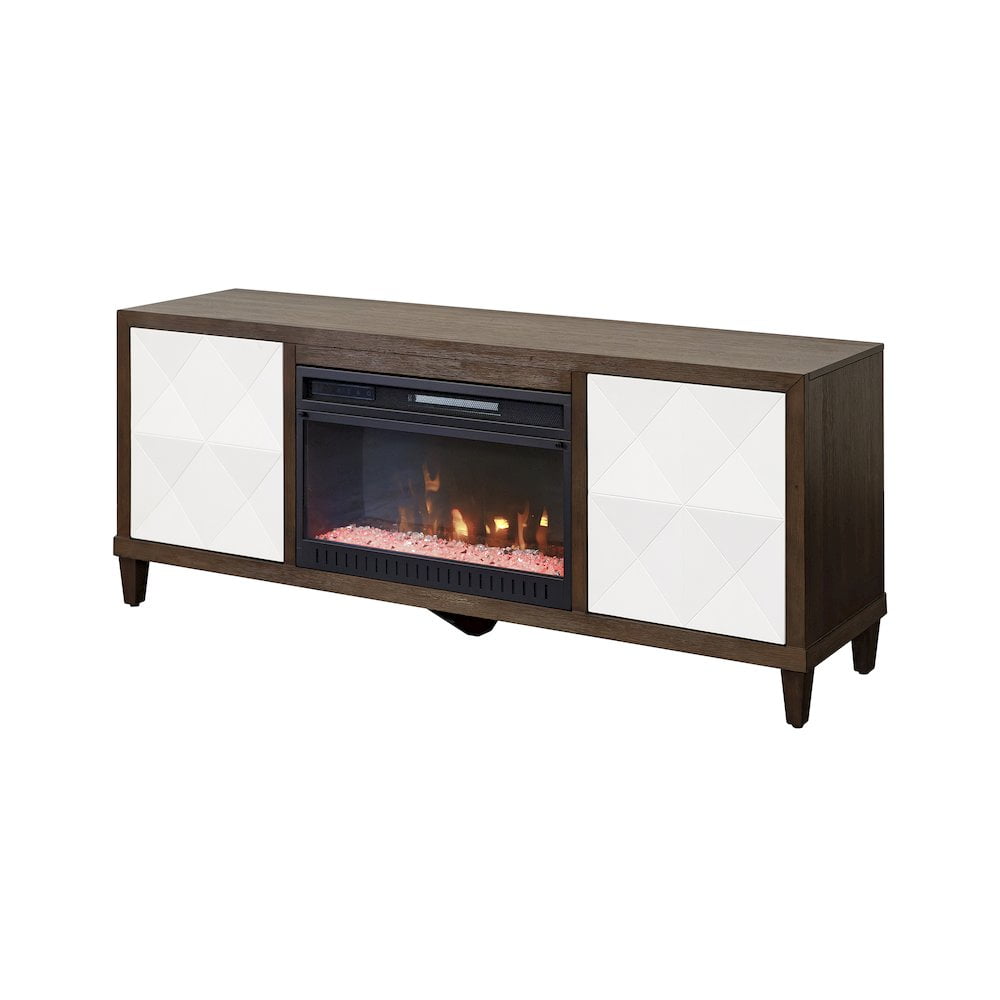Modern Wood 81" Fireplace Console with doors Entertainment Fully ...