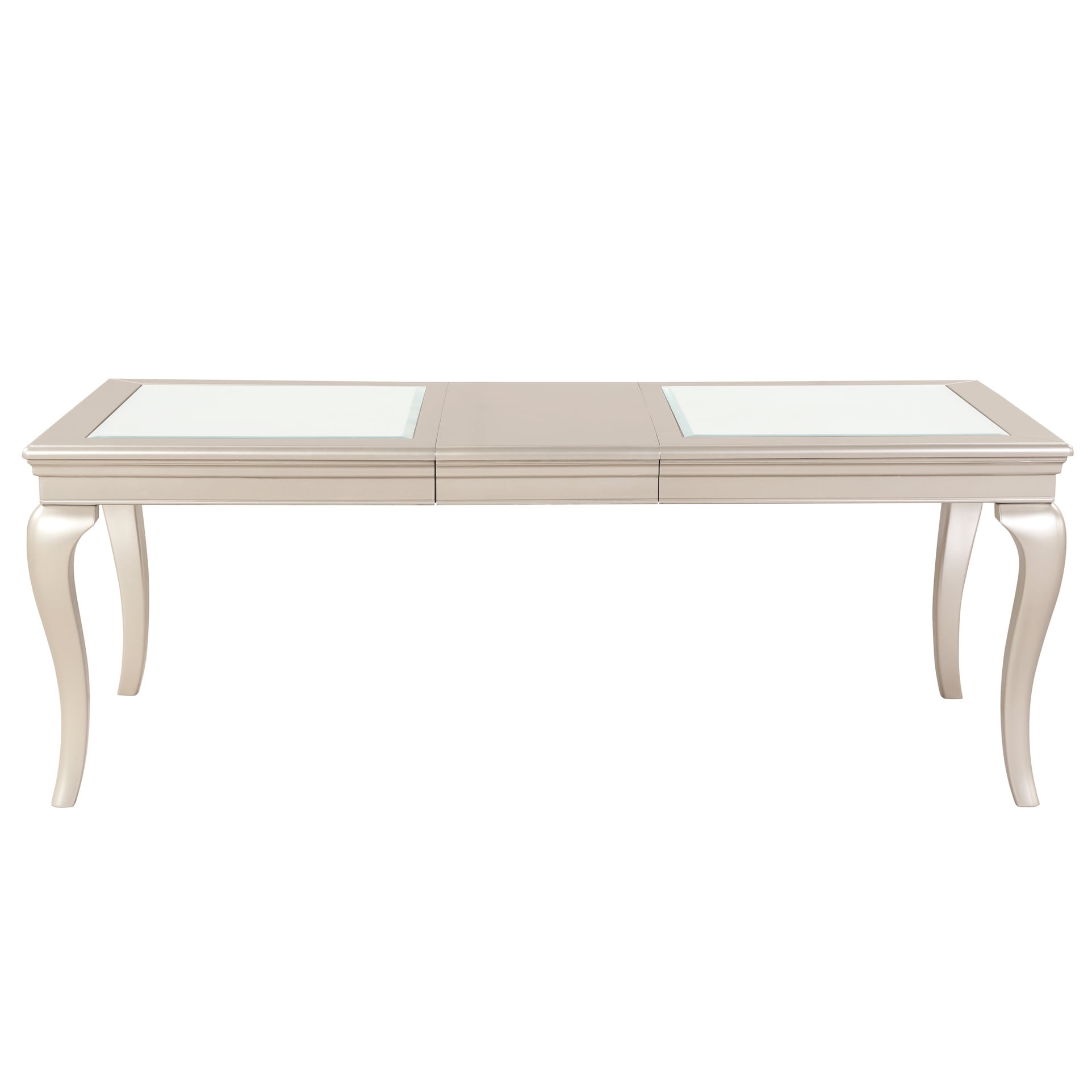 Modern Wood Dining Table With Silver Finish, Detachable Extension Leaf ...