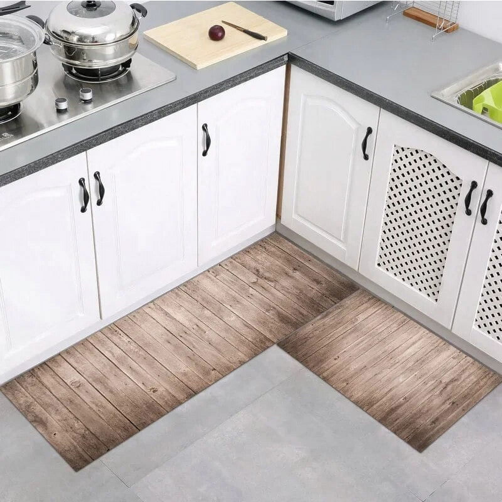 Modern Wood Grain Printed Floor Mat Bathroom Kitchen Living Room ...
