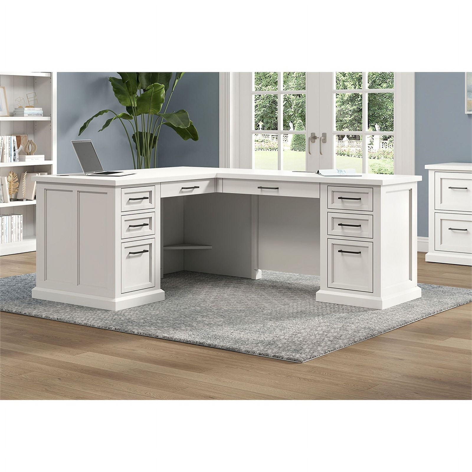 Modern Wood L-Desk & Return Writing Table & Return Office White ...