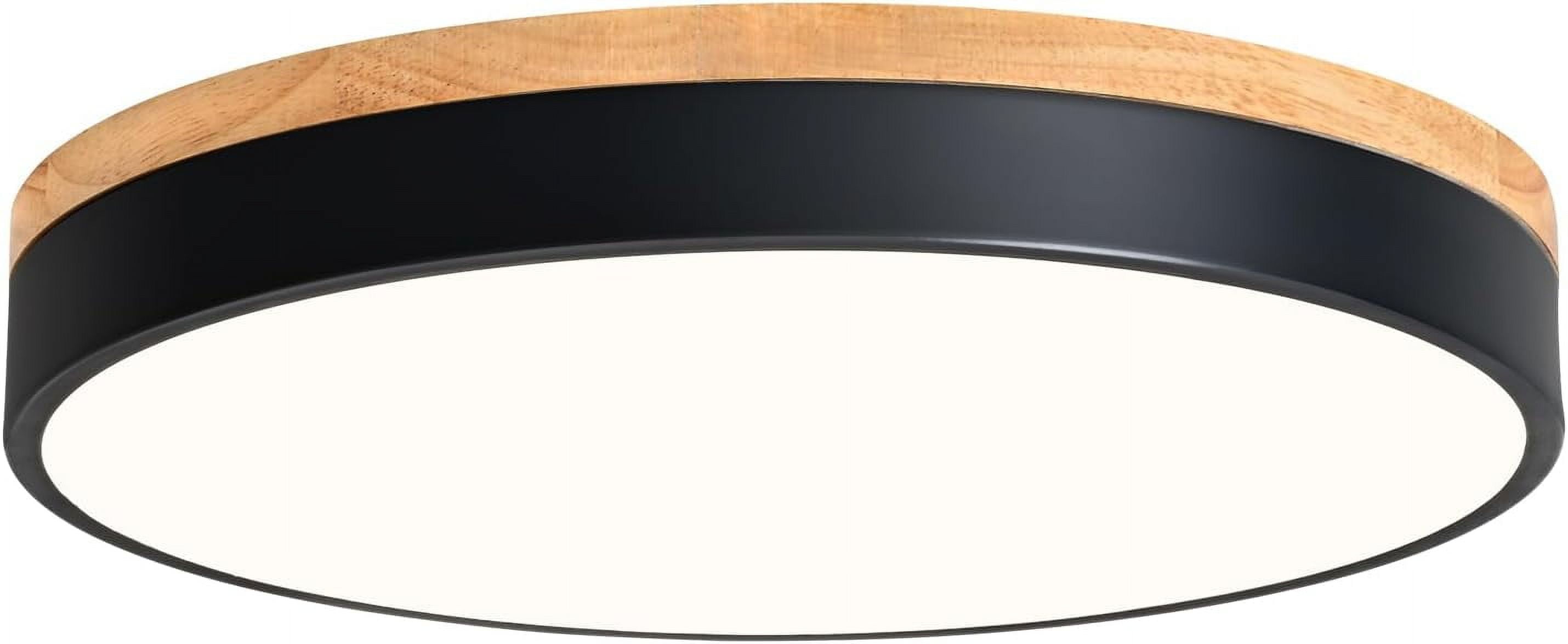 Modern Wood LED Ceiling Light Fixture, Simple Black Flush Mount Ceiling ...