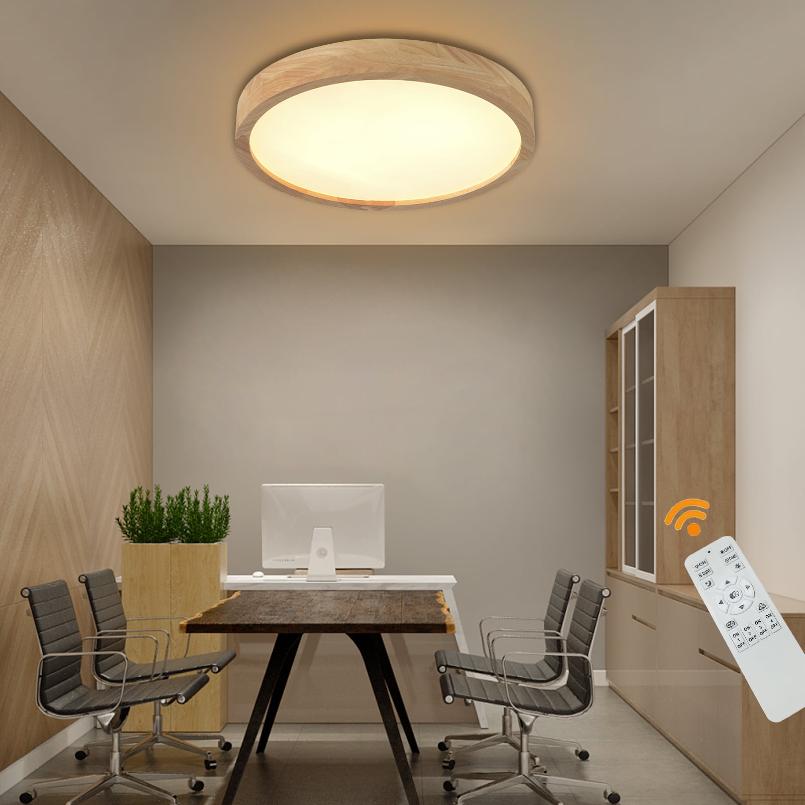 Modern Wood LED Ceiling Light Fixture, Simple Log Flush Mount Ceiling ...