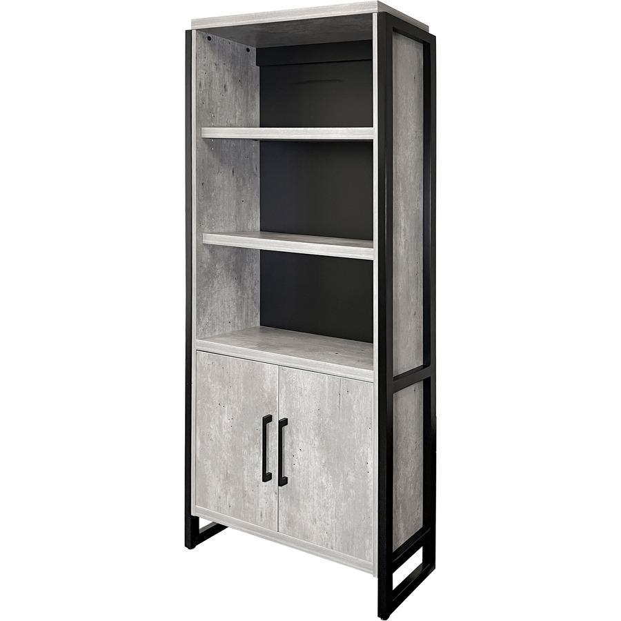 Modern Wood Laminate Bookcase With Doors Bookcase Fully Assembled ...