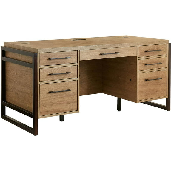 Mason's Modern Wood Laminate Executive Desk with Drawers, Home Office ...