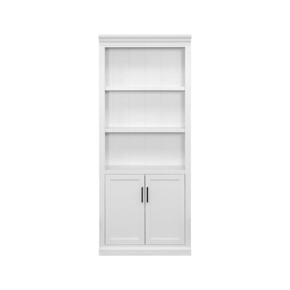 Modern Wood Lower Doors Bookcase Office Bookcase in White - Walmart.com
