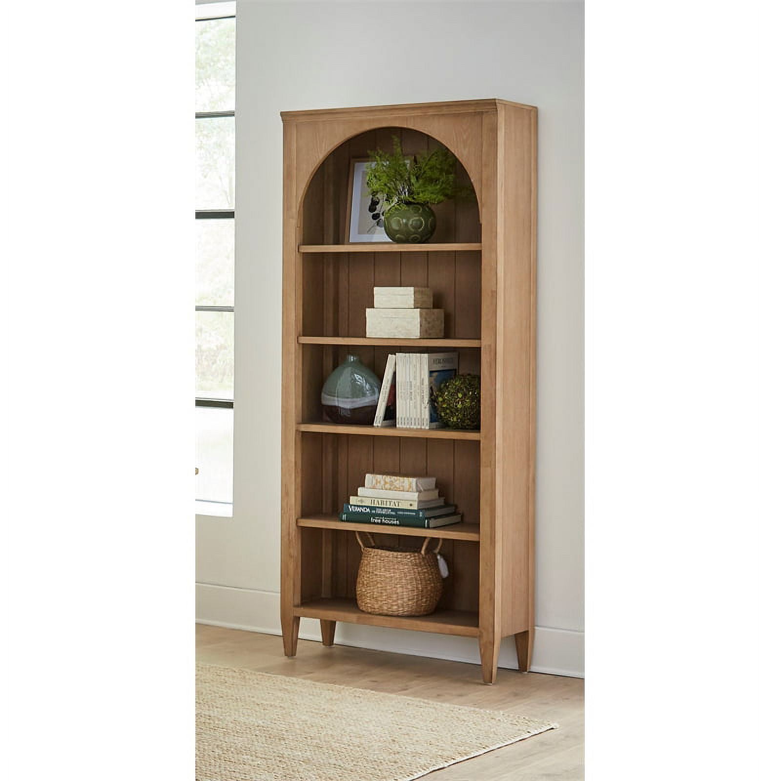 Modern Wood Open Bookcase Office Cabinet Fully Assembled Light Brown ...