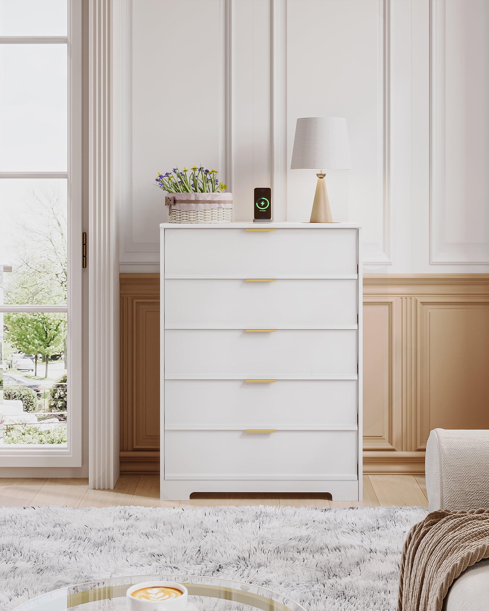 Modern Wood Storage Organizer Units for Living Room, Hallway, Golden ...