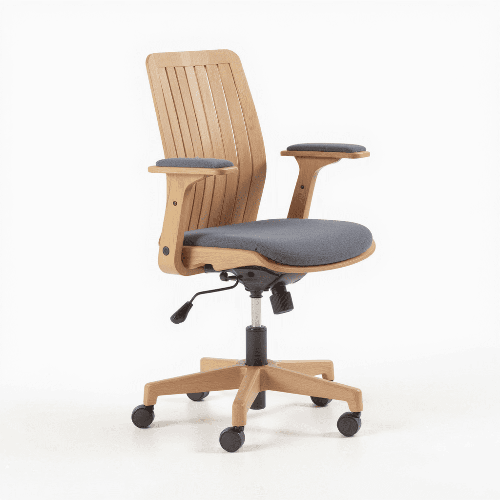 Modern Wooden Banker Office Chair - Pressure Seat Height Adjustment ...