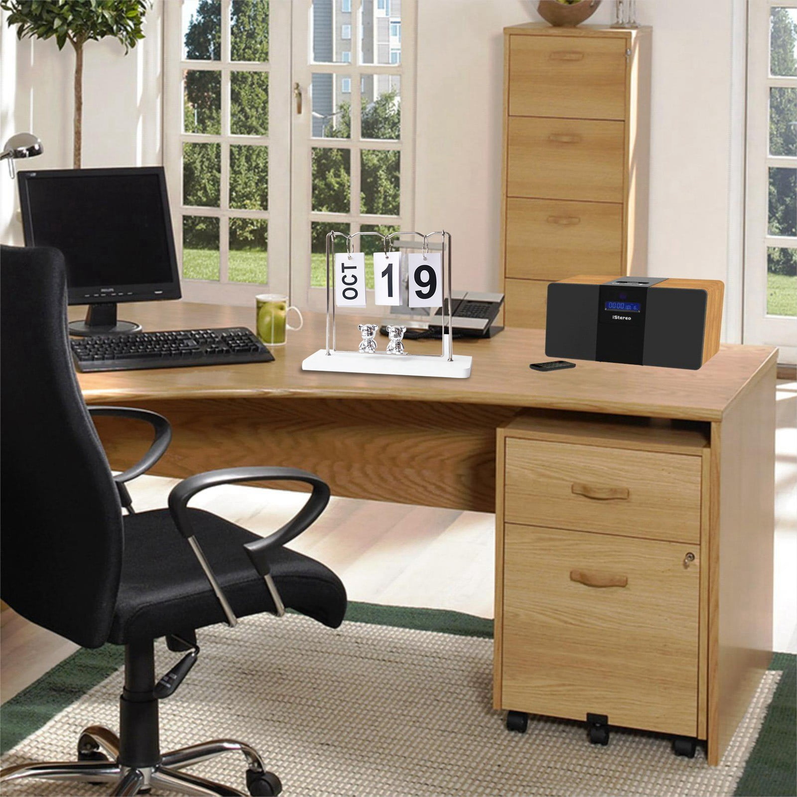 Modern Wooden Bear Page Flip Calendar Holder Natural Wood Desk Calendar ...