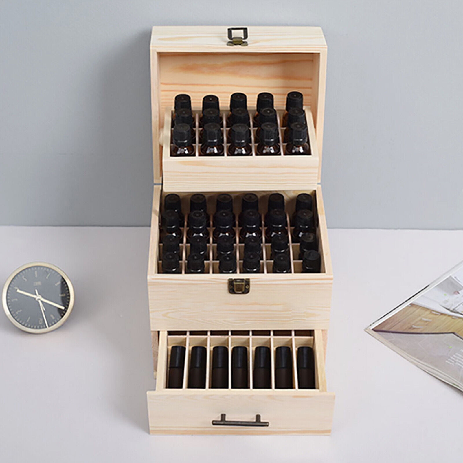 Modern Wooden Color Essential Oil Storage Box, Essential Oil Organizer ...