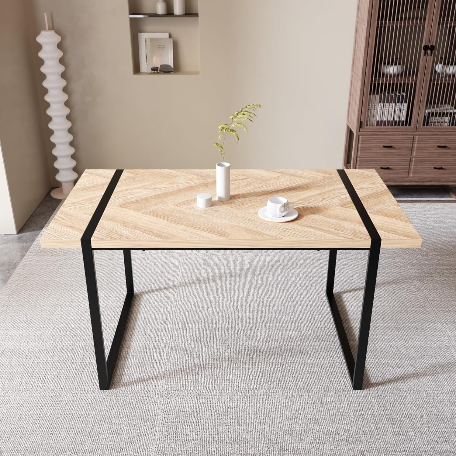 Modern Wooden Dining Table,Wooden Rectangle Table, Kitchen & Dining ...
