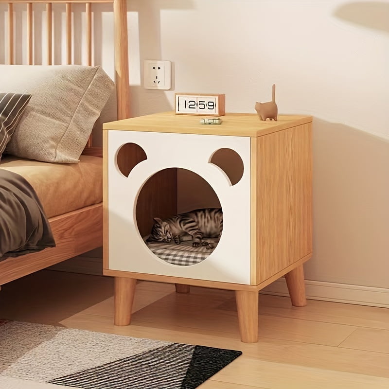 Modern Wooden Pet House Side Table, Bedside Cabinet With Storage Room, Multi-functional Cat ...